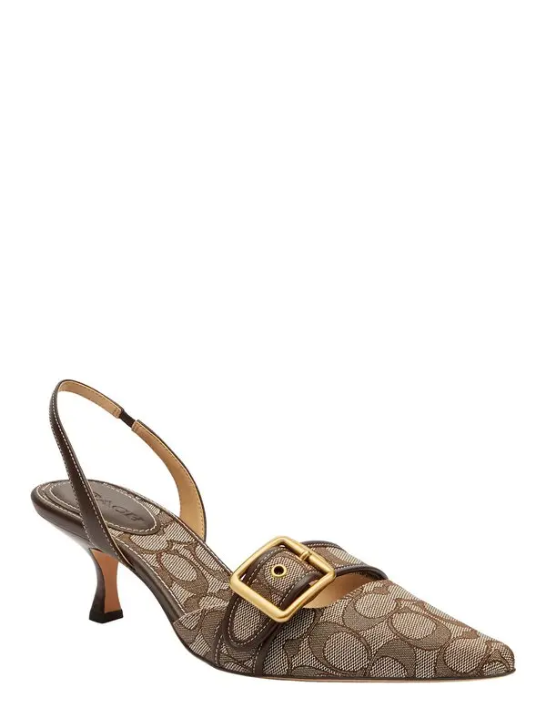 COACH Margot Signature Jacquard Slingbacks - Oak/maple