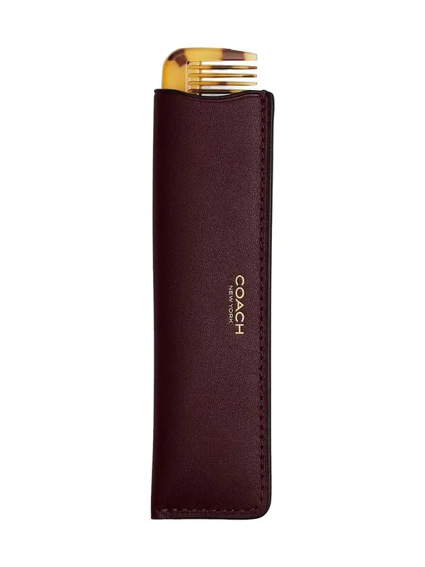 COACH Comb With Leather Sleeve - Brass/merlot