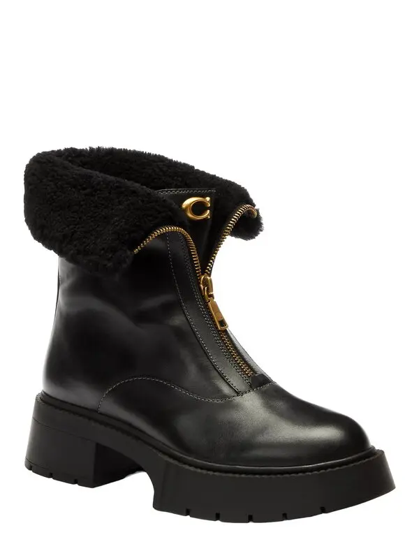 Coach Leah Platform Zip Bootie - Black