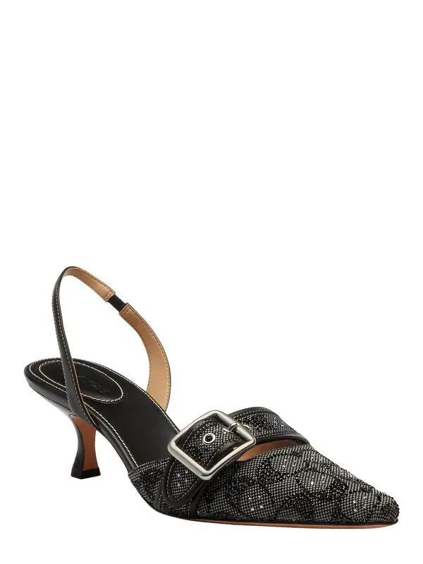 Coach Margot Slingback In Crystal Signature Jacquard - Black