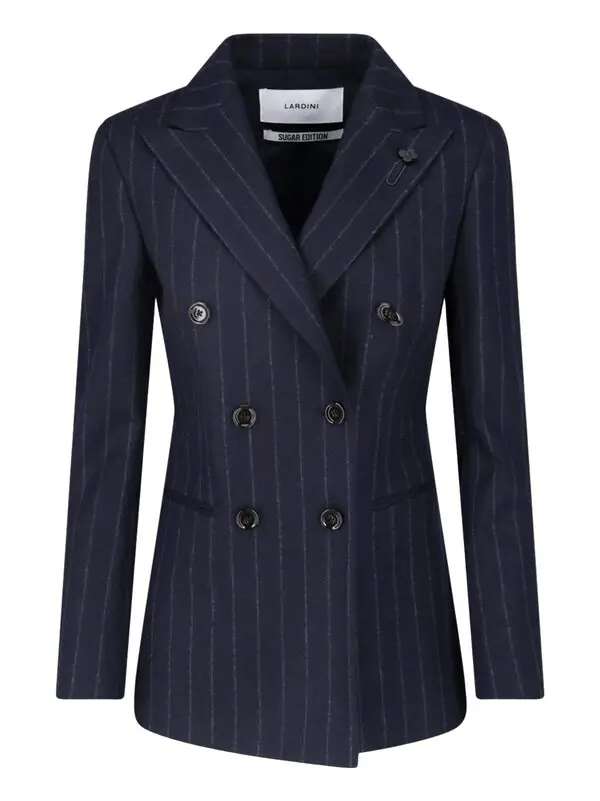 LARDINI Double-breasted Wool Blazer - Blue