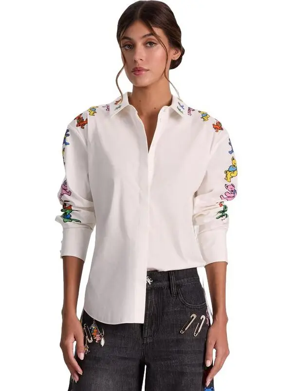Alice + Olivia A+o X Grateful Dead Dimitra Button Down - White