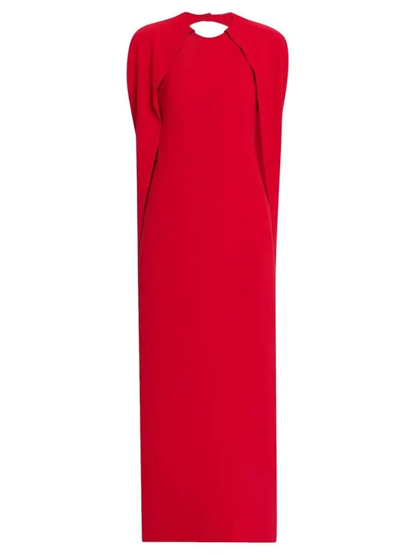 Alberta Ferretti Backless Cape Maxi Dress - Red