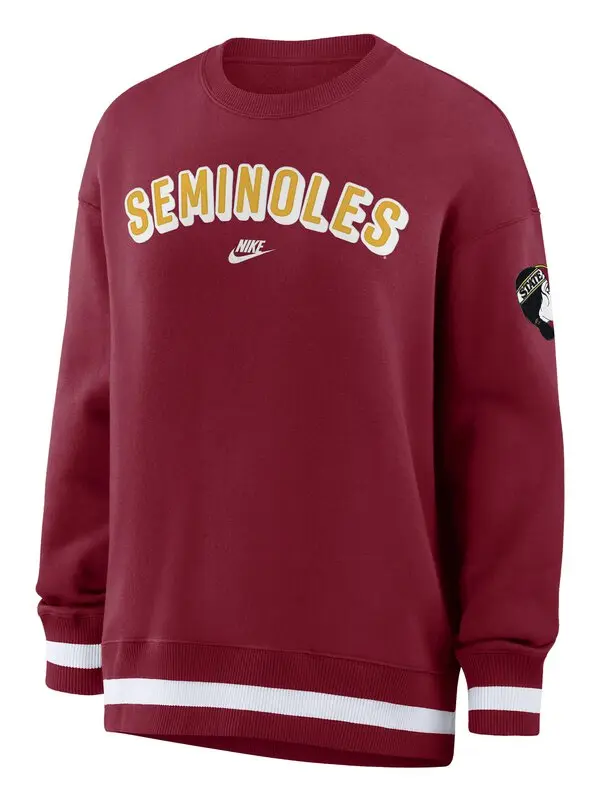Nike Florida State Legacy Phoenix College Oversized Pullover Crew - Red