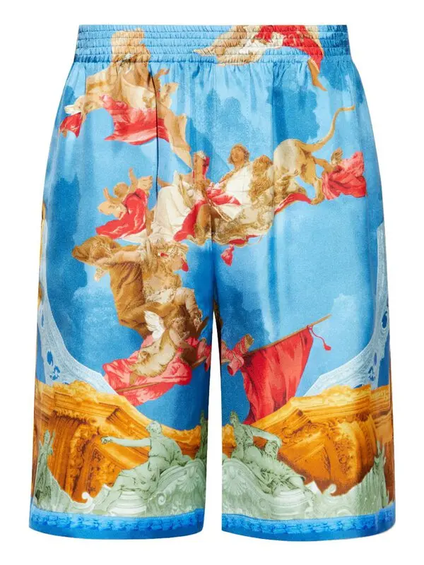 Versace Printed Silk Shorts - Multicolour