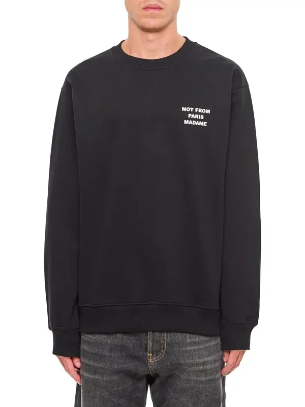 Drole De Monsieur Slogan Crewneck Sweatshirt - Black