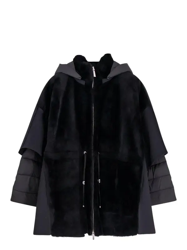 MOORER Raja Shearling Cape - Black