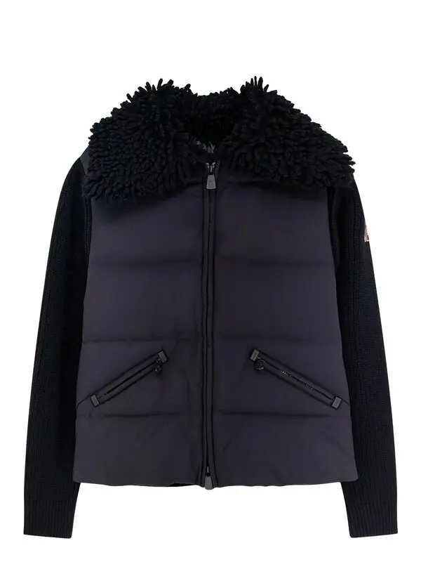 Moncler Down Jacket With Wool Inserts - Black