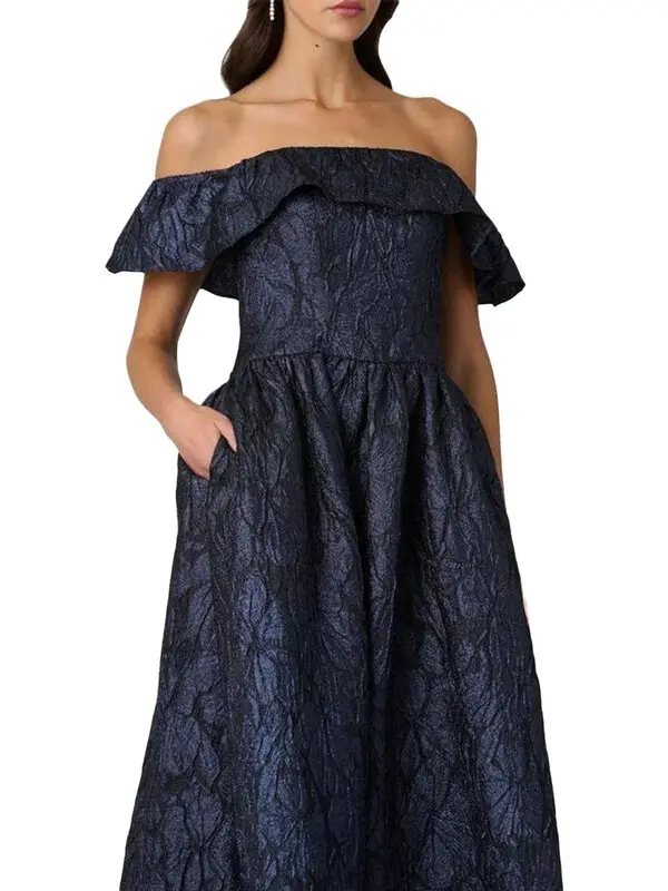 Shoshanna Solana Off-shoulder Maxi Dress - Navy