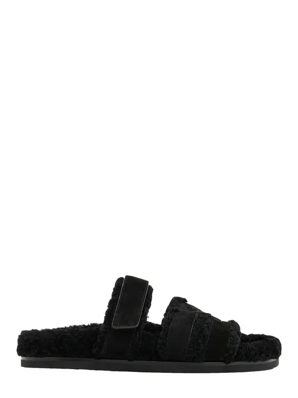 Tory Burch Ines Shearling Sport Slide Sandals - Black