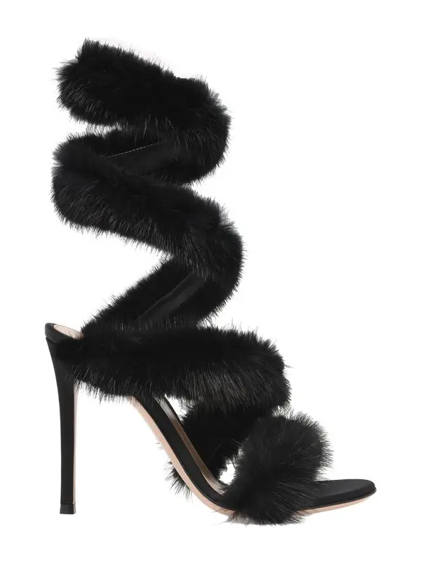 GIANVITO ROSSI Opera Fur Sandal - Nero