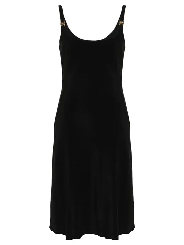 Miu Miu Cady Logo-plaque Midi Dress - Black