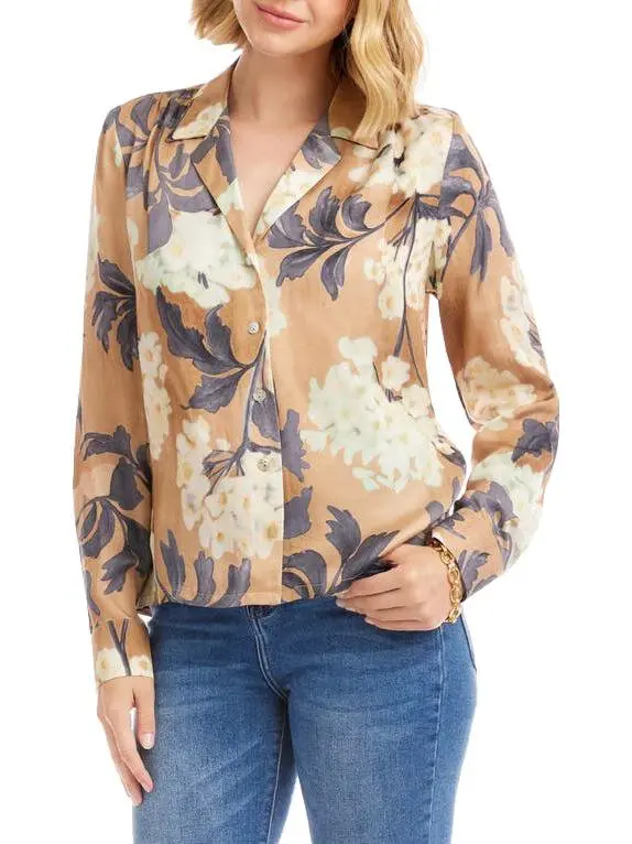 Karen Kane Floral Button-up Shirt - Print