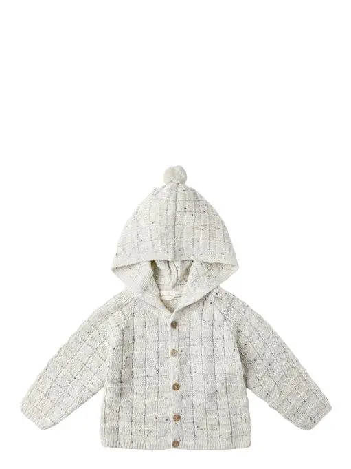 QUINCY MAE Tassel Hooded Cardigan - Oatmeal