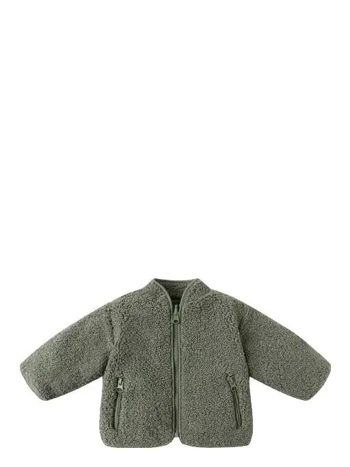 QUINCY MAE Faux Shearling Zip Jacket - Forest