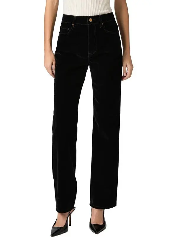 Paige Stevie High-waist Straight-leg Velvet Denim Jeans - Onyx Rich Velvet
