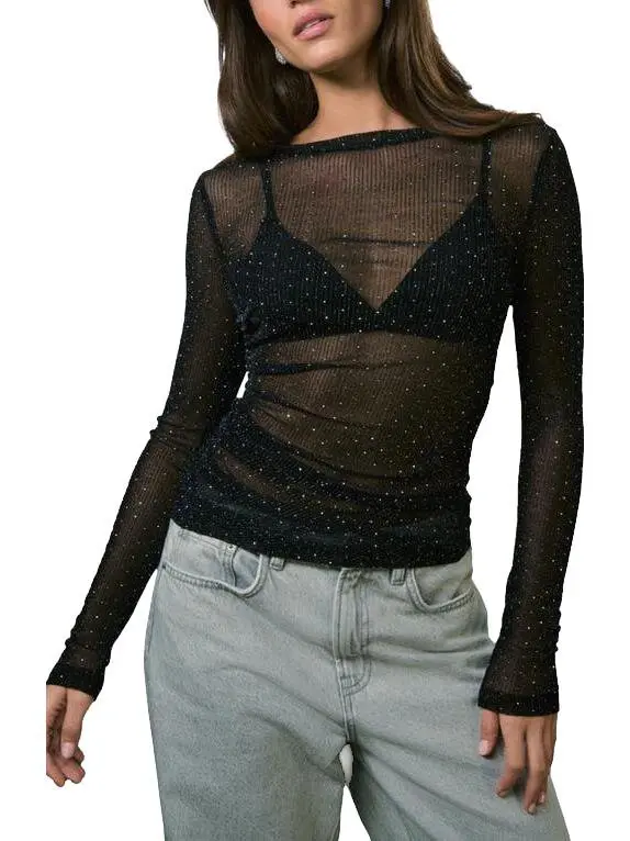 NEXT Ruched Sparkle Top - Black Multi