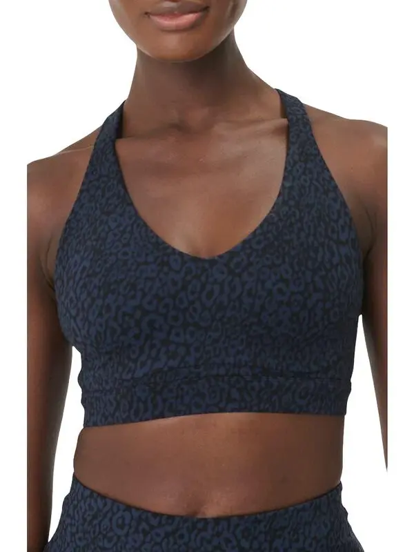 Sweaty Betty Power Pulse Sports Bra - Blue Halftone Leopard Print