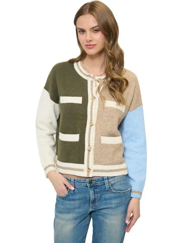 Central Park West Wyatt Robbie Blocked Cardigan - Multi