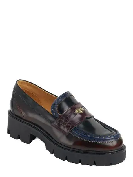 The Office Of Angela Scott Ms. Savannah Platform Penny Loafer - Burgundy Multi