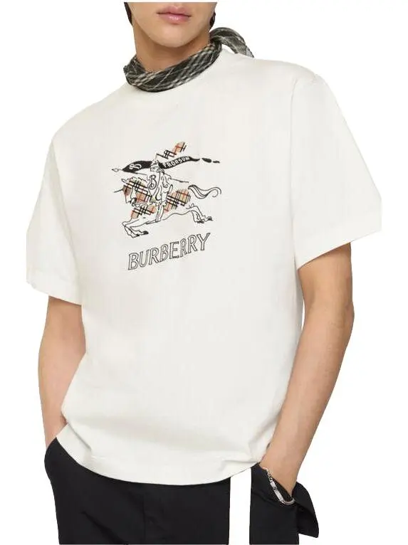 Burberry Ekd Sketch Cotton T-shirt - Chalk White