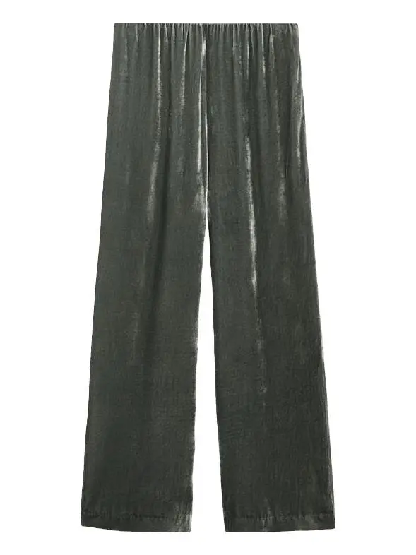 Mango Velvet Lounge Pants - Green