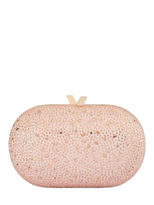 OLGA BERG Faye Oval Frame Clutch - Blush