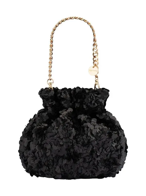 OLGA BERG Mattie Sequin Top Handle Bag - Black