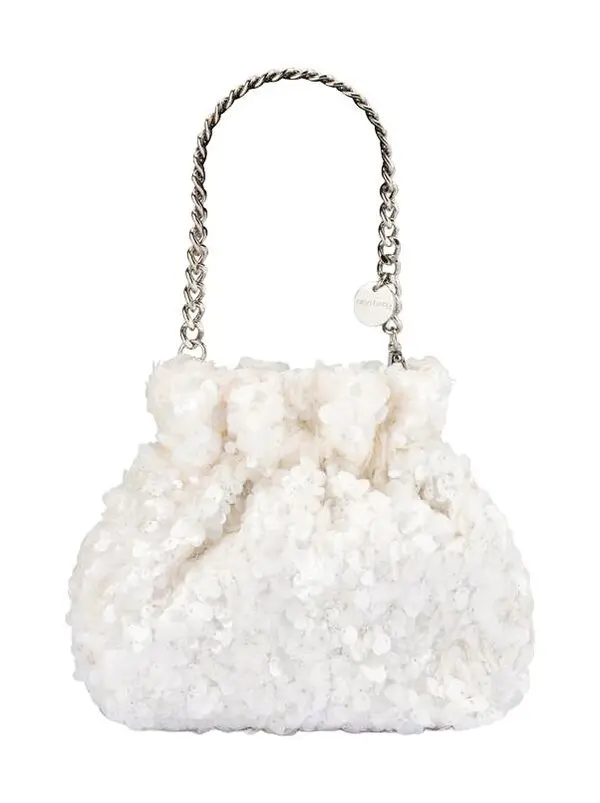 OLGA BERG Mattie Sequin Top Handle Bag - Ivory