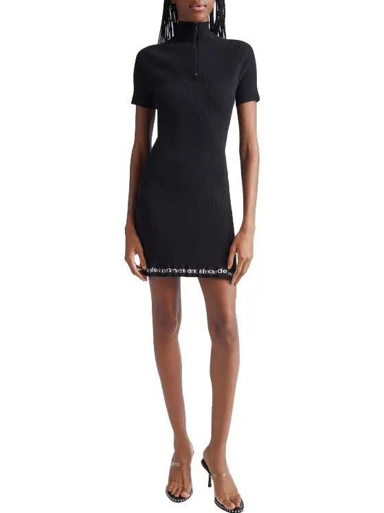 Alexander Wang Logo Hem Rib Dress - Black