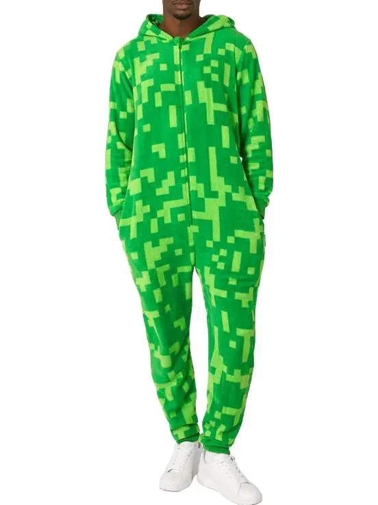 Opposuits Creeper Minecraft™ Hooded Fleece Jumpsuit - Green