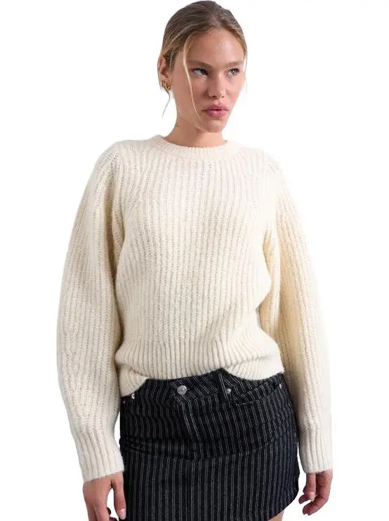 Topshop Ribbed Puff Sleeve Sweater - Ivory