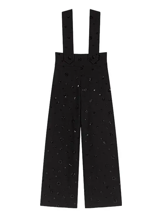 Maje Embroidered Trousers With Braces - Black