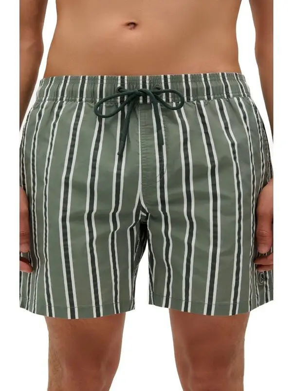 SCALPERS Striped Swim Trunks - Khaki