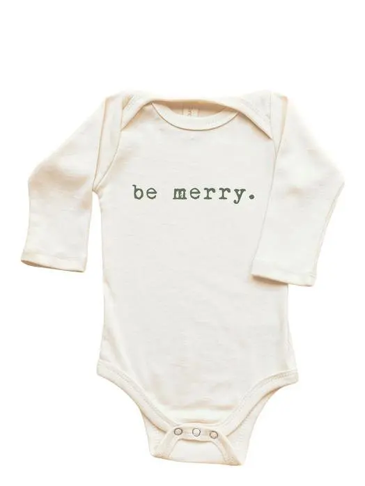 TENTH & PINE Organic Long Sleeve Baby Bodysuit - Natural Olive Lettering