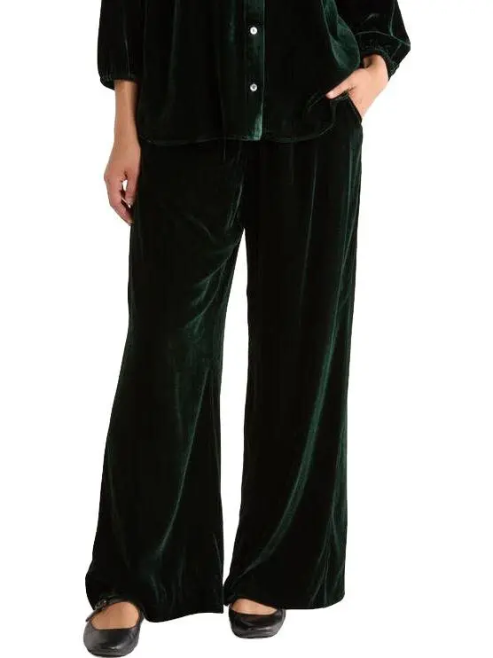 Marine Layer Bella Velvet Drawstring Pants - Emerald