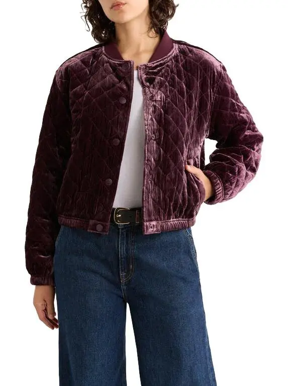 Marine Layer Anita Velvet Quilted Bomber Jacket - Fig