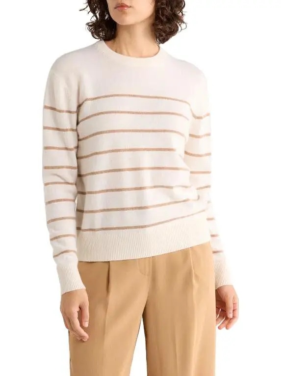 Marine Layer Metallic Stripe Cashmere Sweater - Gold Stripe