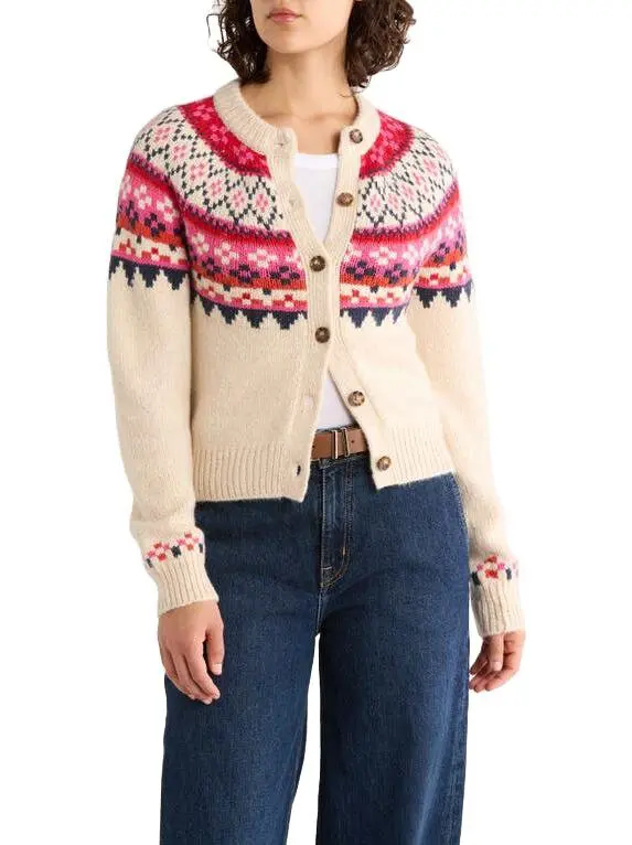 Marine Layer Fiorella Fair Isle Cardigan - Warm Fair Isle