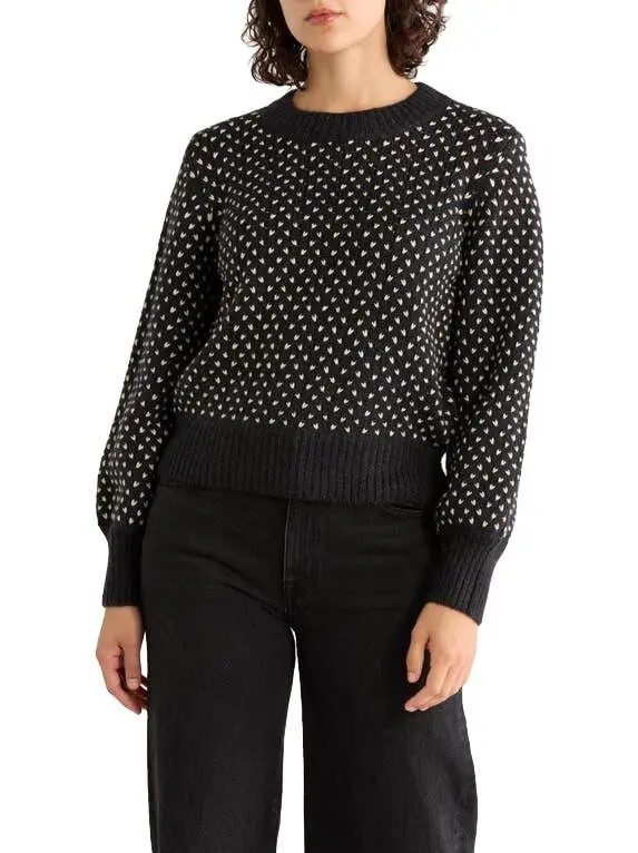 Marine Layer Alma Blouson Sleeve Sweater - Black/white