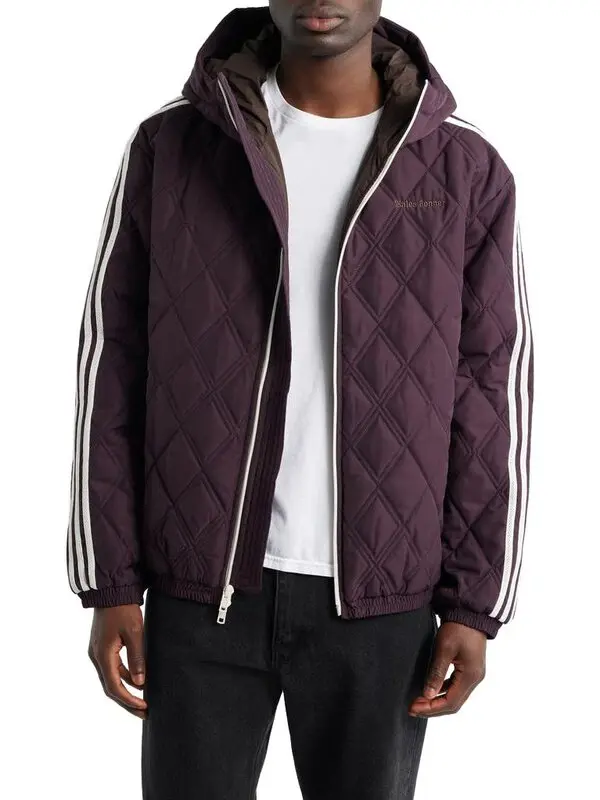 Adidas X Wales Bonner Hooded Quilted Jacket - Shadow Maroon