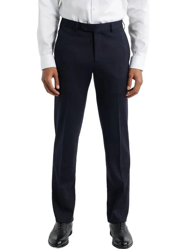 Zanella Parker Flat Front Wool Dress Pants - Navy