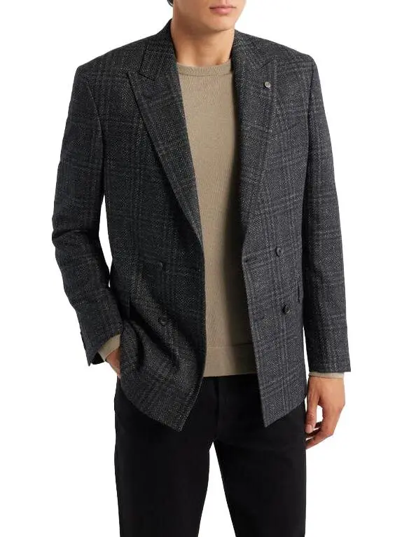 ALLSAINTS Ridley Slim Fit Windowpane Plaid Wool Blend Sport Coat - Charcoal