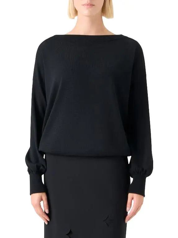 Akris Boat Neck Virgin Wool Sweater - Black