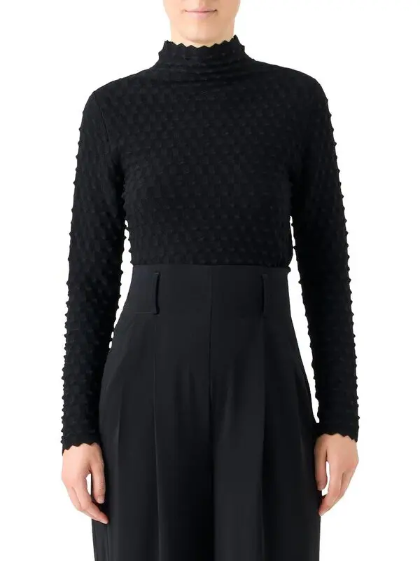 Akris Dot Mock Neck Sweater - Black