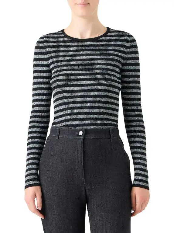 Akris Stripe Virgin Wool Sweater - Black-brushed Steel
