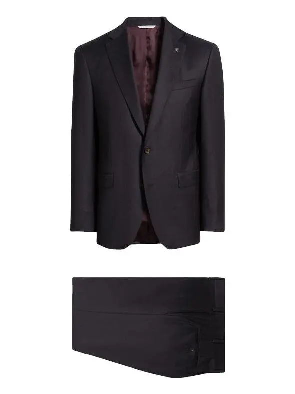 JACK VICTOR Esprit Box Check Super 130s Wool Suit - Burgundy