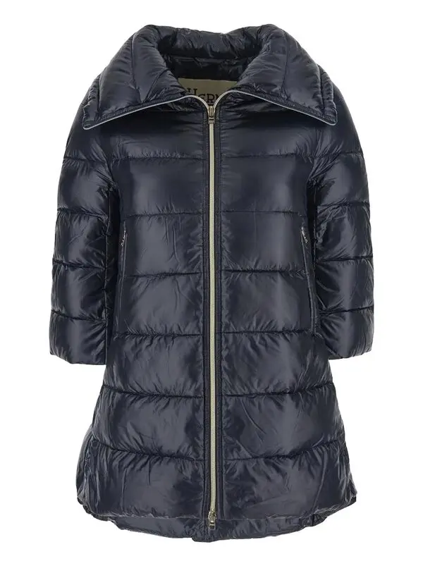 Herno Cleofe Tech Fabric Down Jacket With Zip Closure - Black