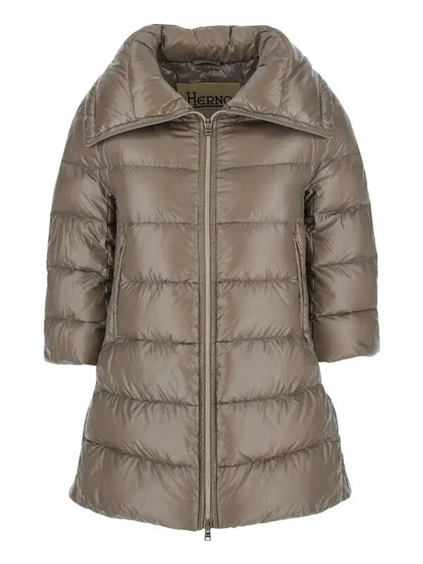Herno Cleofe Down Jacket With Front Zip Closure - Beige