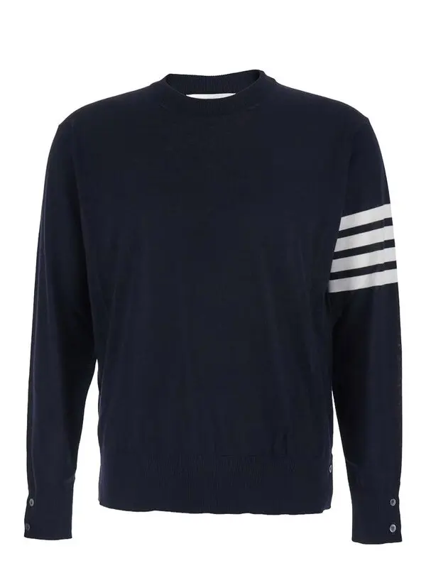 Thom Browne 4-bar Wool Crewneck Sweater - Blue